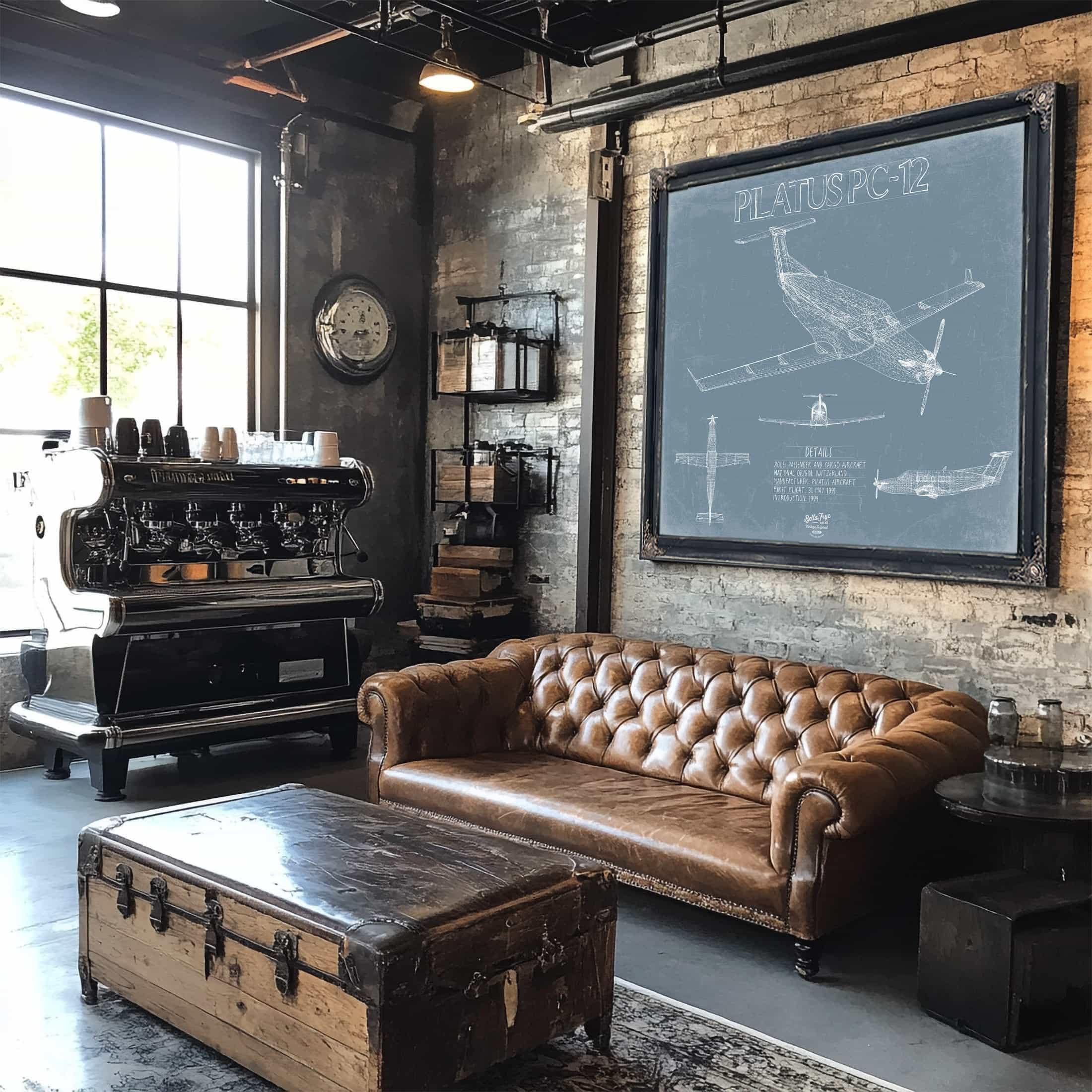 Pilatus PC-12 Aircraft Blueprint Wall Art - Original Aviation Plane ...