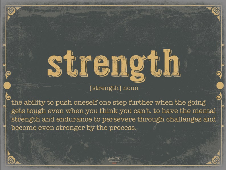 Strength Word Definition Wall Art Gift for Strength - Etsy
