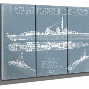 USS Hudson (DD-475) Blueprint Wall Art - Original Destroyer Print - Etsy