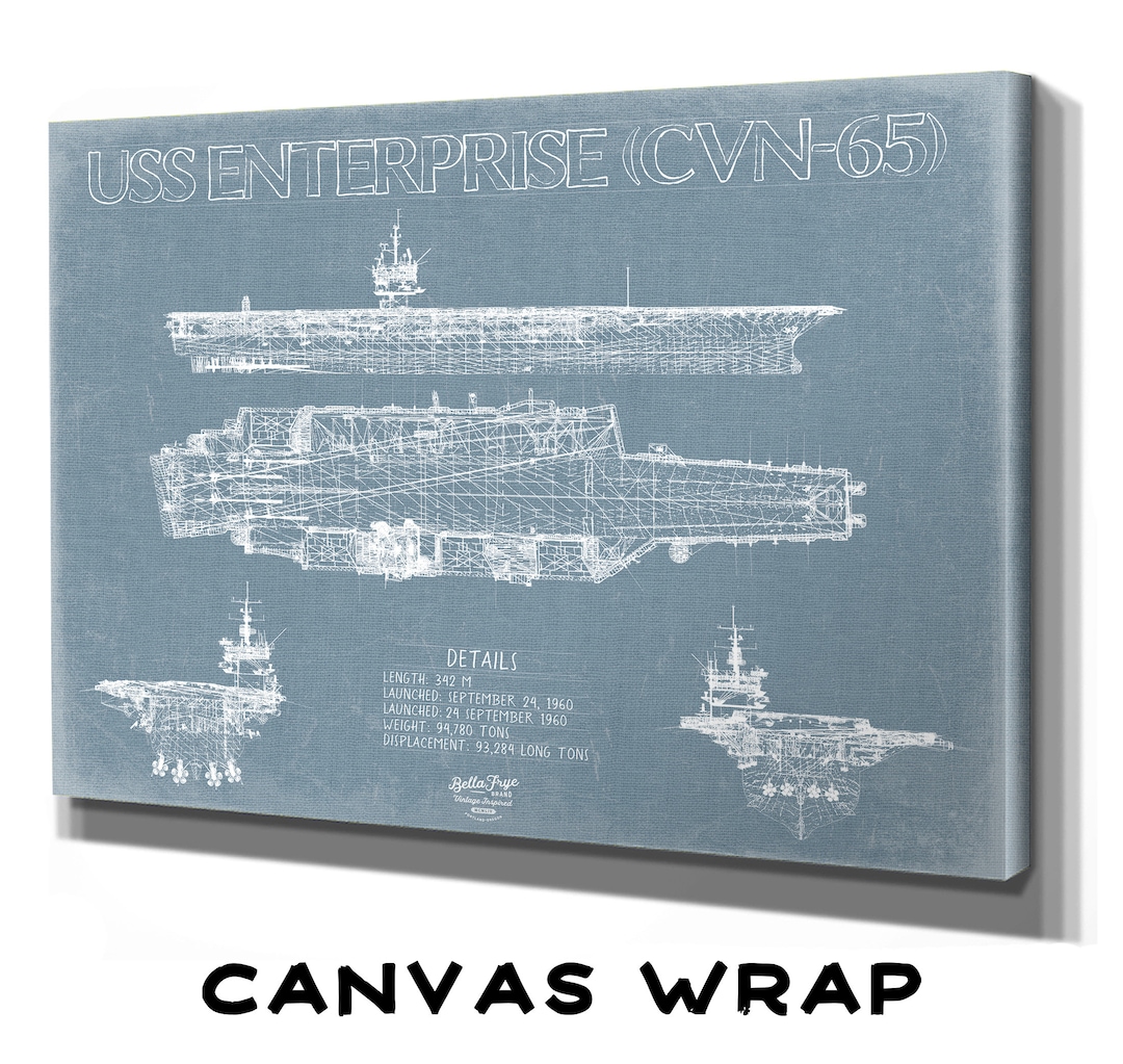 USS Enterprise CVN-65 Frigate Ship Blueprint Wall Art Original Carrier ...
