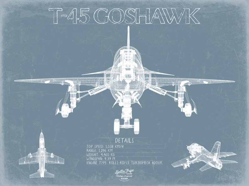 Mcdonnell Douglas T-45 Goshawk Aircraft Blueprint Wall Art - Etsy