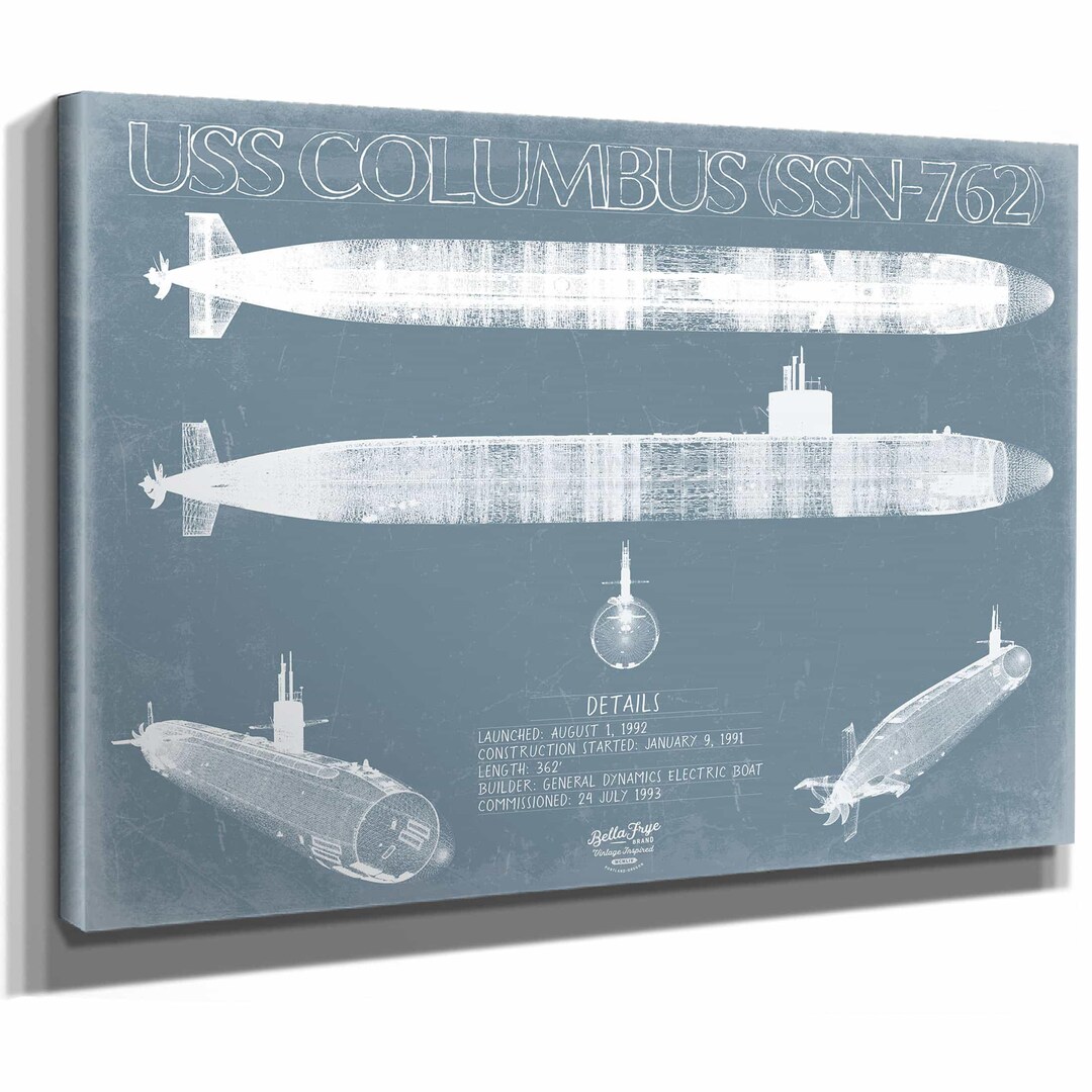 USS Columbus (SSN-762) Blueprint Wall Art - Original Submarine Print - Etsy