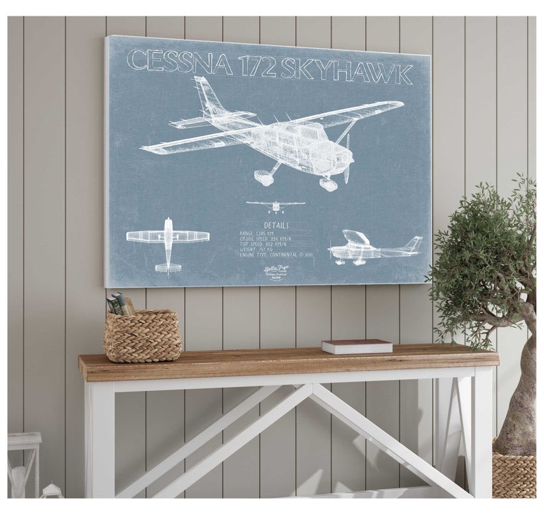 Cessna 172 Skyhawk Aircraft Blueprint Wall Art Original - Etsy