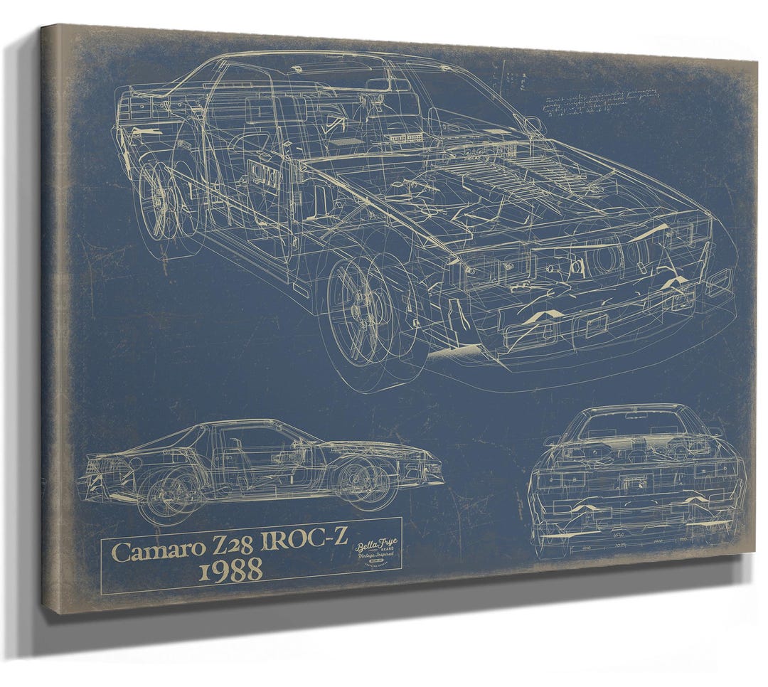 1988 Camaro Z28 IROC-Z Blueprint Art: Vintage Car Model Print - Etsy
