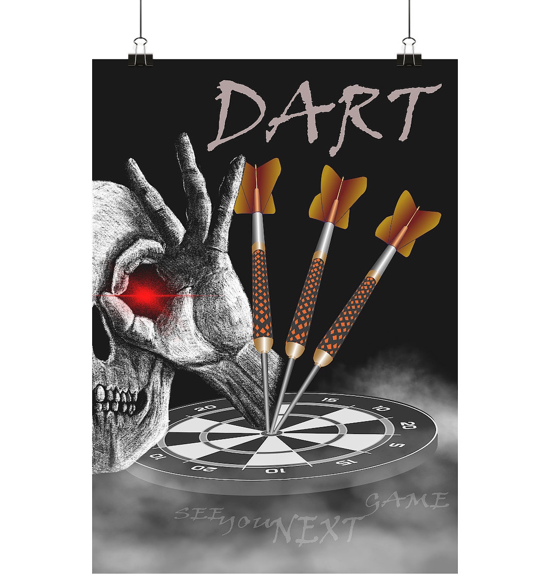 Dart Poster DIN A4-A1, Skull With Dartboard, Darts Dart Poster, Dart ...