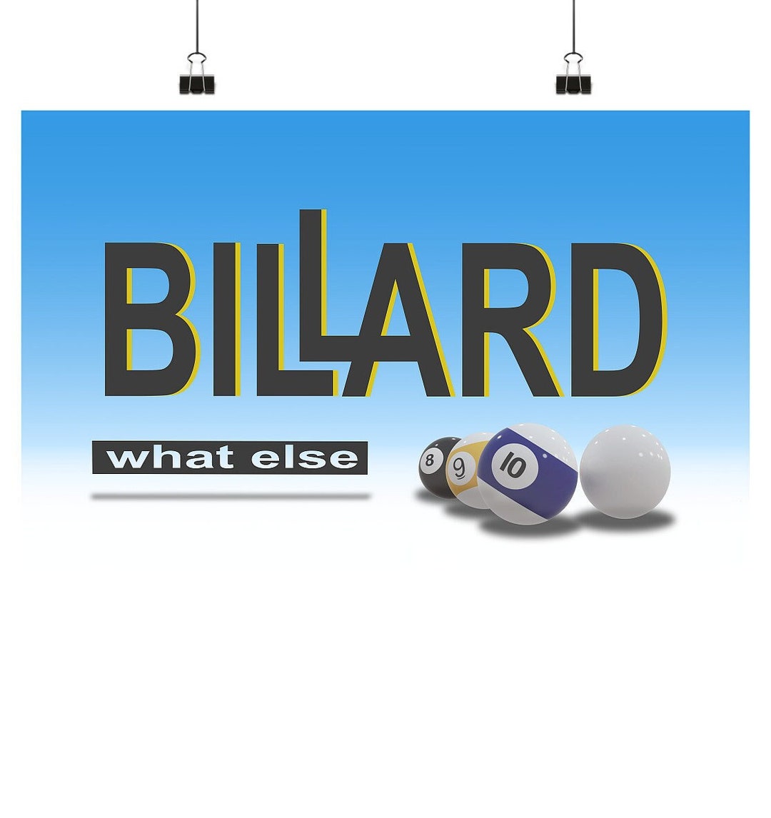 Billiard Poster Din A4-A1 (landscape Format), Billiard Fan Gift ...