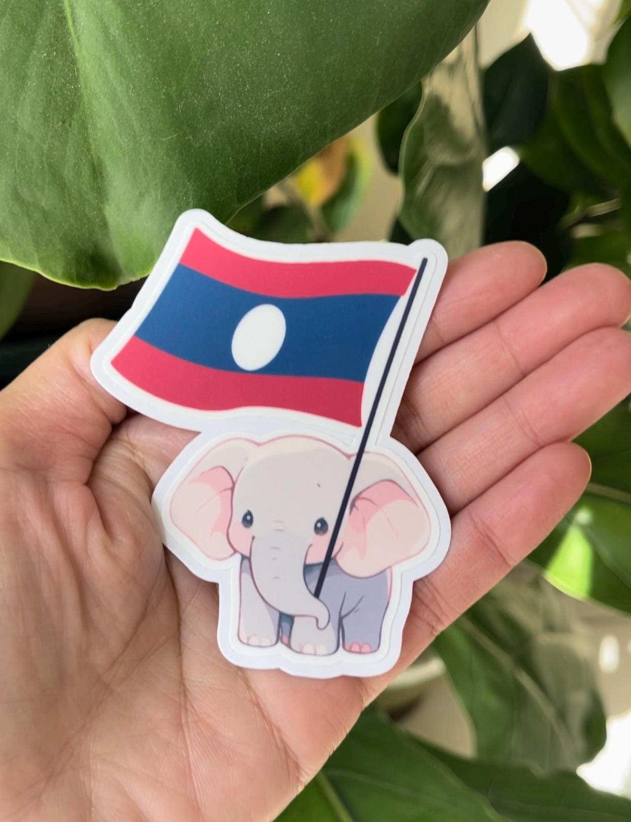 Laotian Lao Baby Elephant Laos Flag Matte Premium Water Resistant Vinyl ...