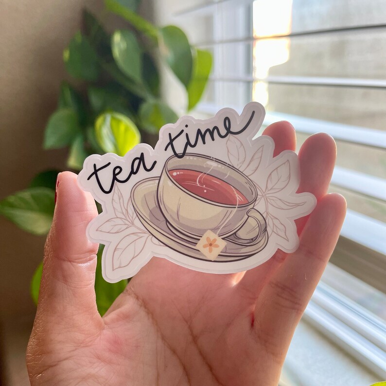 Tea Time Cute Tea Cup Flower Matte Vinyl Die Cut Sticker|tea Lover|tea ...
