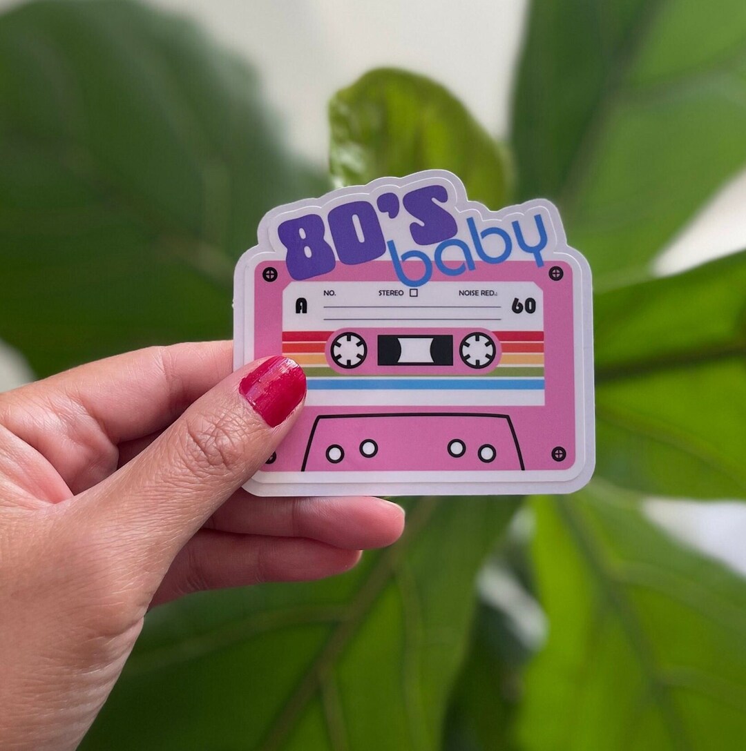 Pink 80s Baby Cassette Tape Vinyl Sticker Nostalgiawater Bottle iPad ...