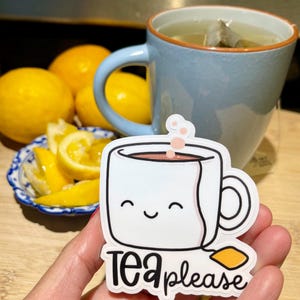 Kawaii Tea Cup Matte Vinyl Sticker|tea Lover|cup of Tea|cute Tea ...