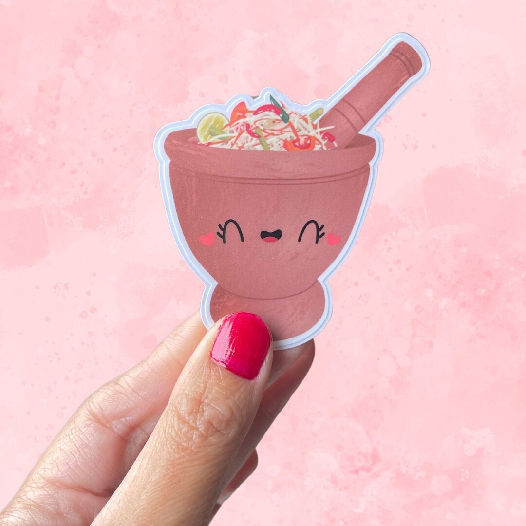 Kawaii Cute Asian Papaya Salad Die Cut Premium Matte Glossy Laminate ...