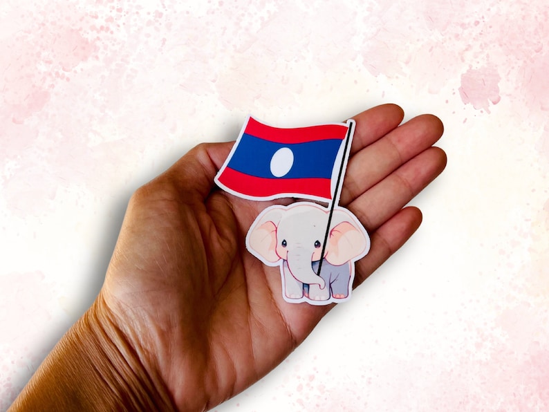 Laotian Lao Baby Elephant Laos Flag Matte Premium Water Resistant Vinyl ...