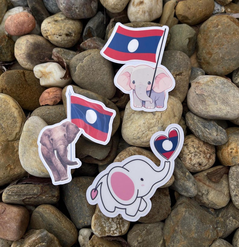 Laotian Lao Baby Elephant Laos Flag Matte Premium Water Resistant Vinyl ...