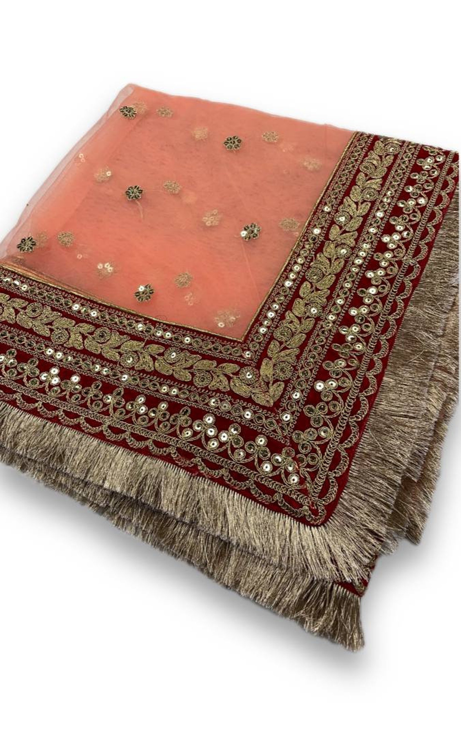 Bridal Dupatta Red Net Embroidery Sabyasachi Bridal Dupatta for Wedding ...