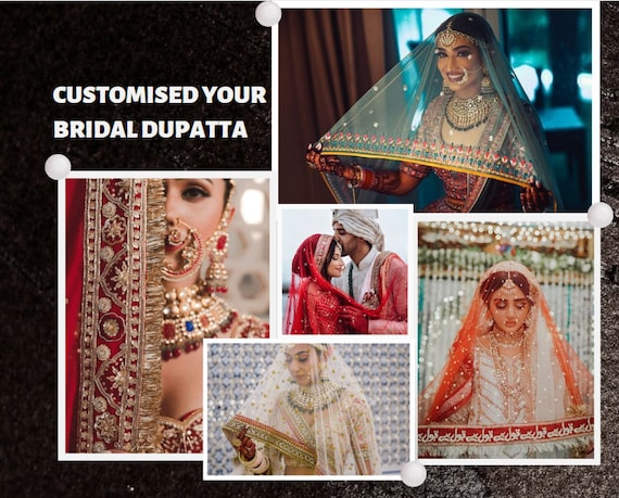 Customised Bridal Dupatta any Design Bridal Dupatta - Etsy