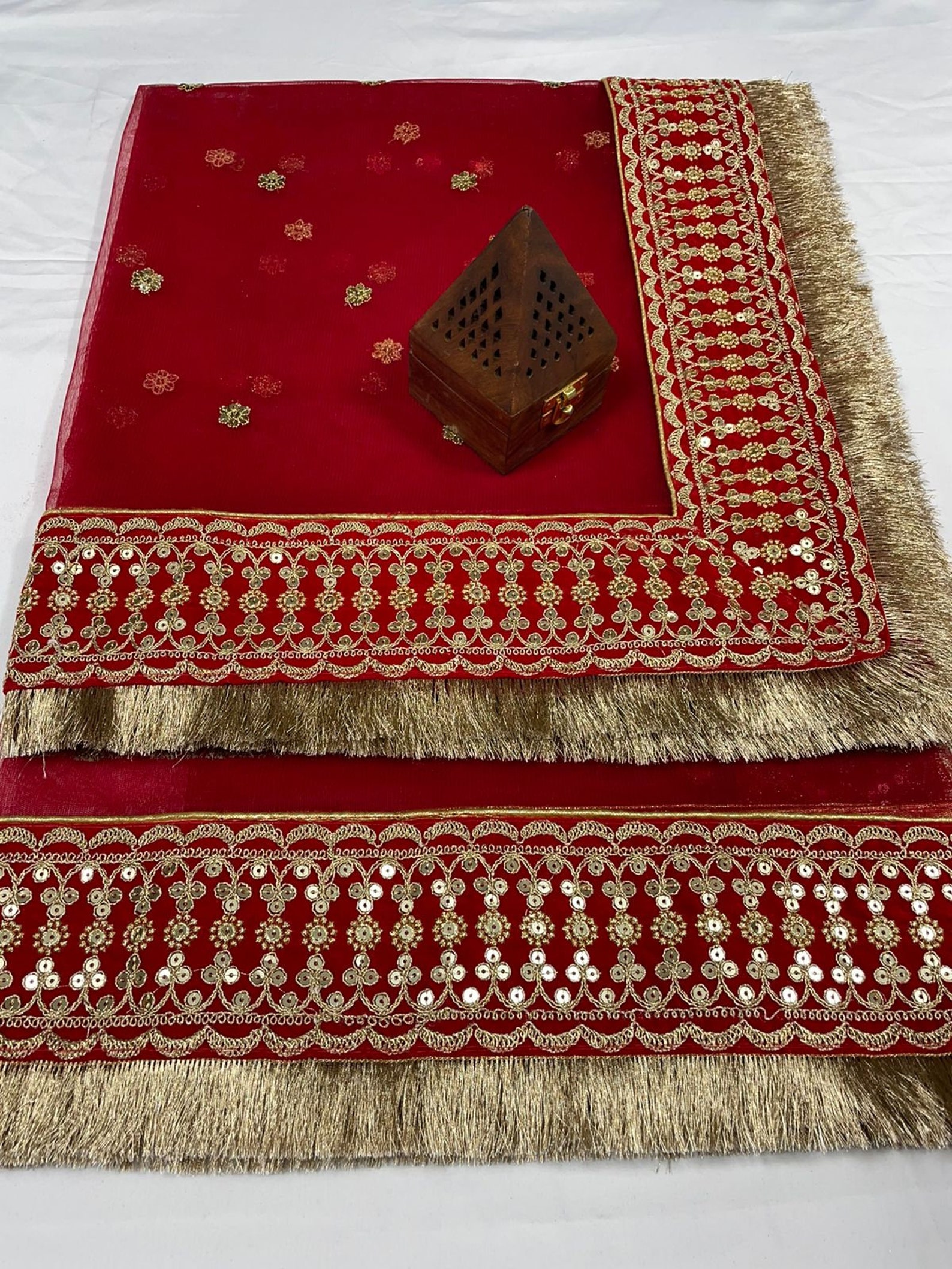 Red Net Embroidery Sabyasachi Bridal Dupatta for Wedding - Etsy