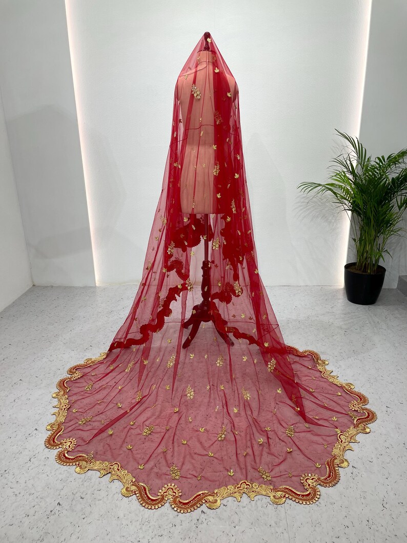 Aditi Rao Hydari Red Authentic Bridal Veil for Wedding - Etsy