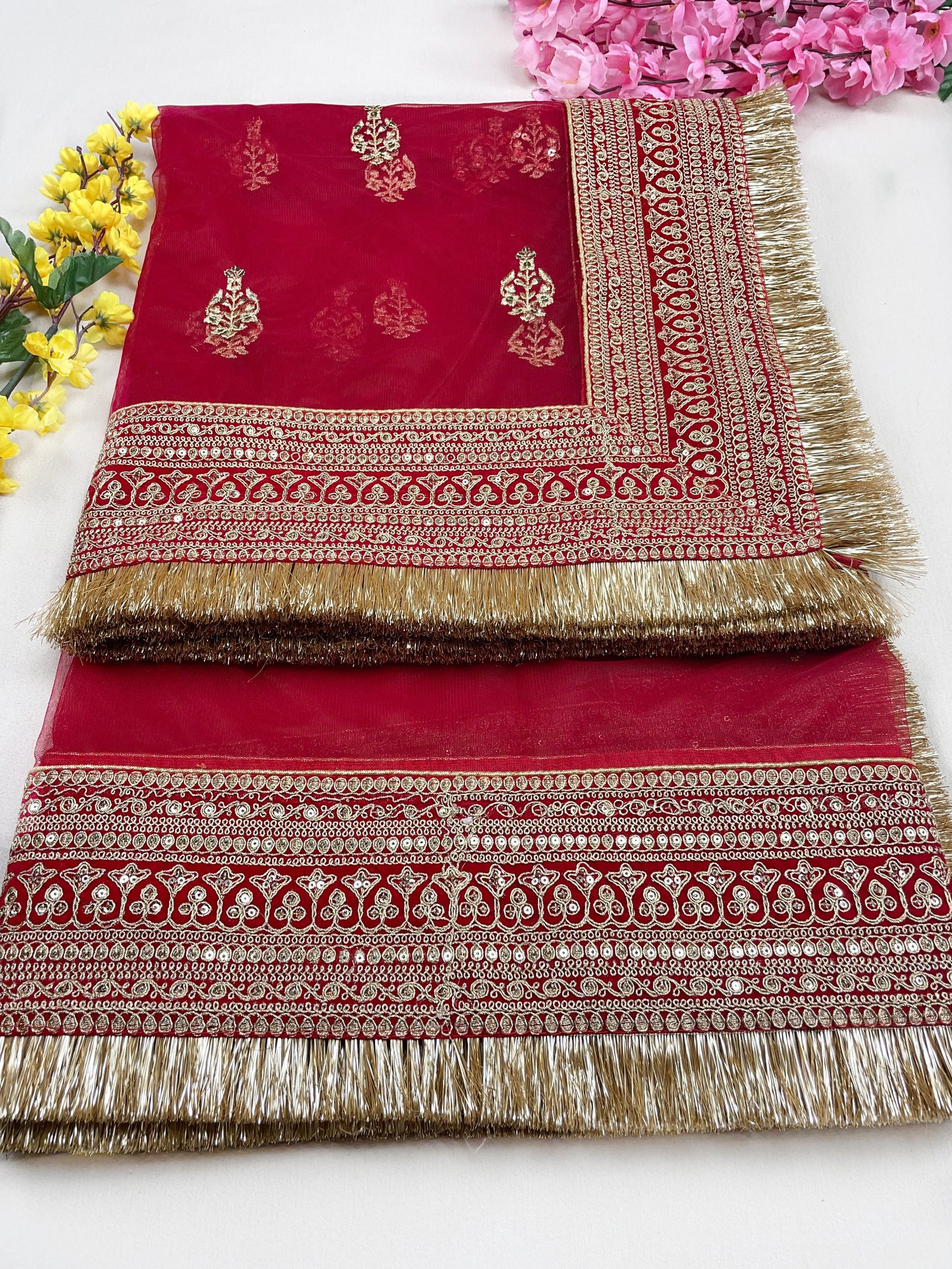 Katrina Kaif Wedding Red Net Embroidery Sabyasachi Edition Bridal ...