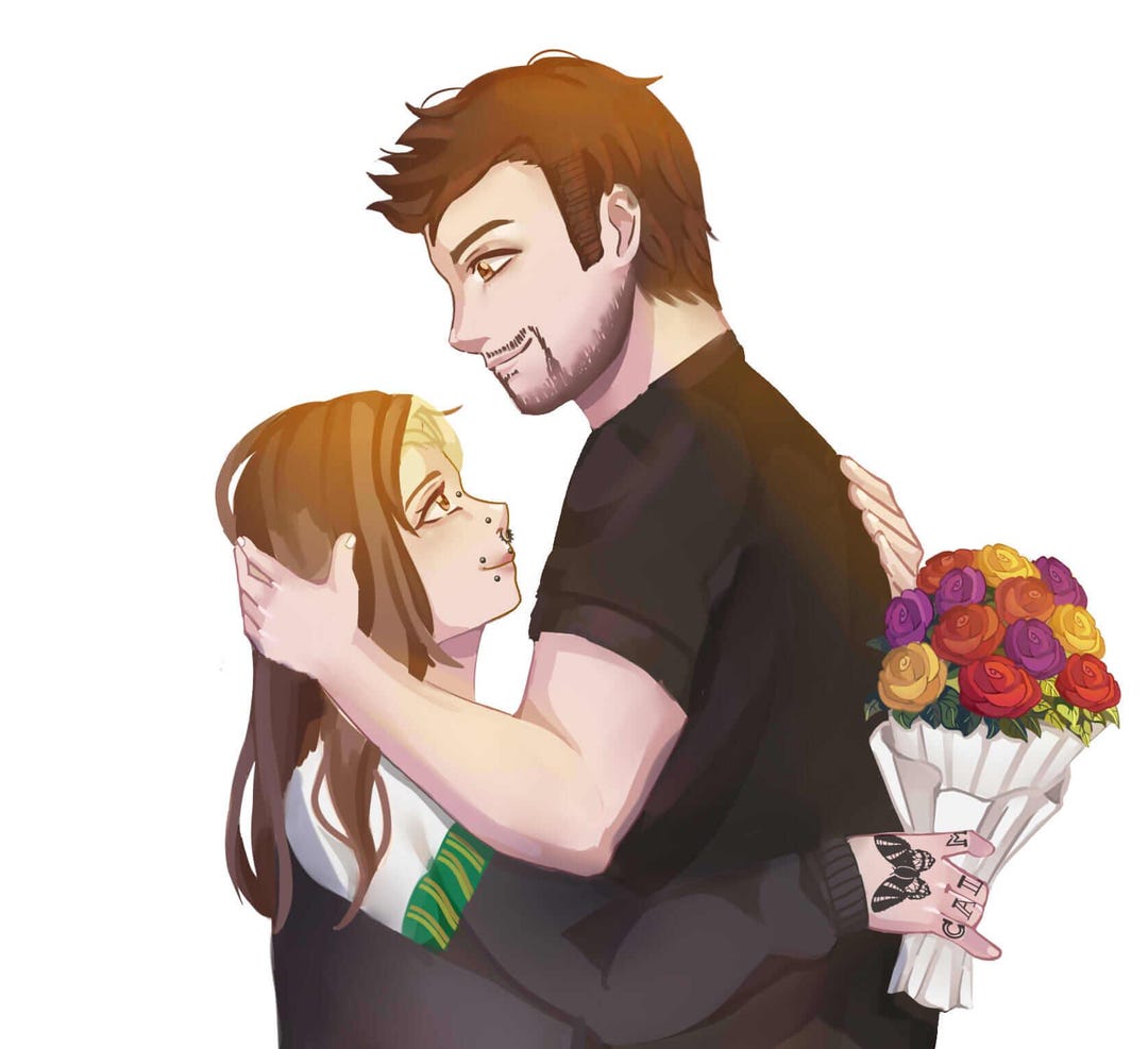 Couples Family Portrait Art Dnd Character in Anime Style - Etsy