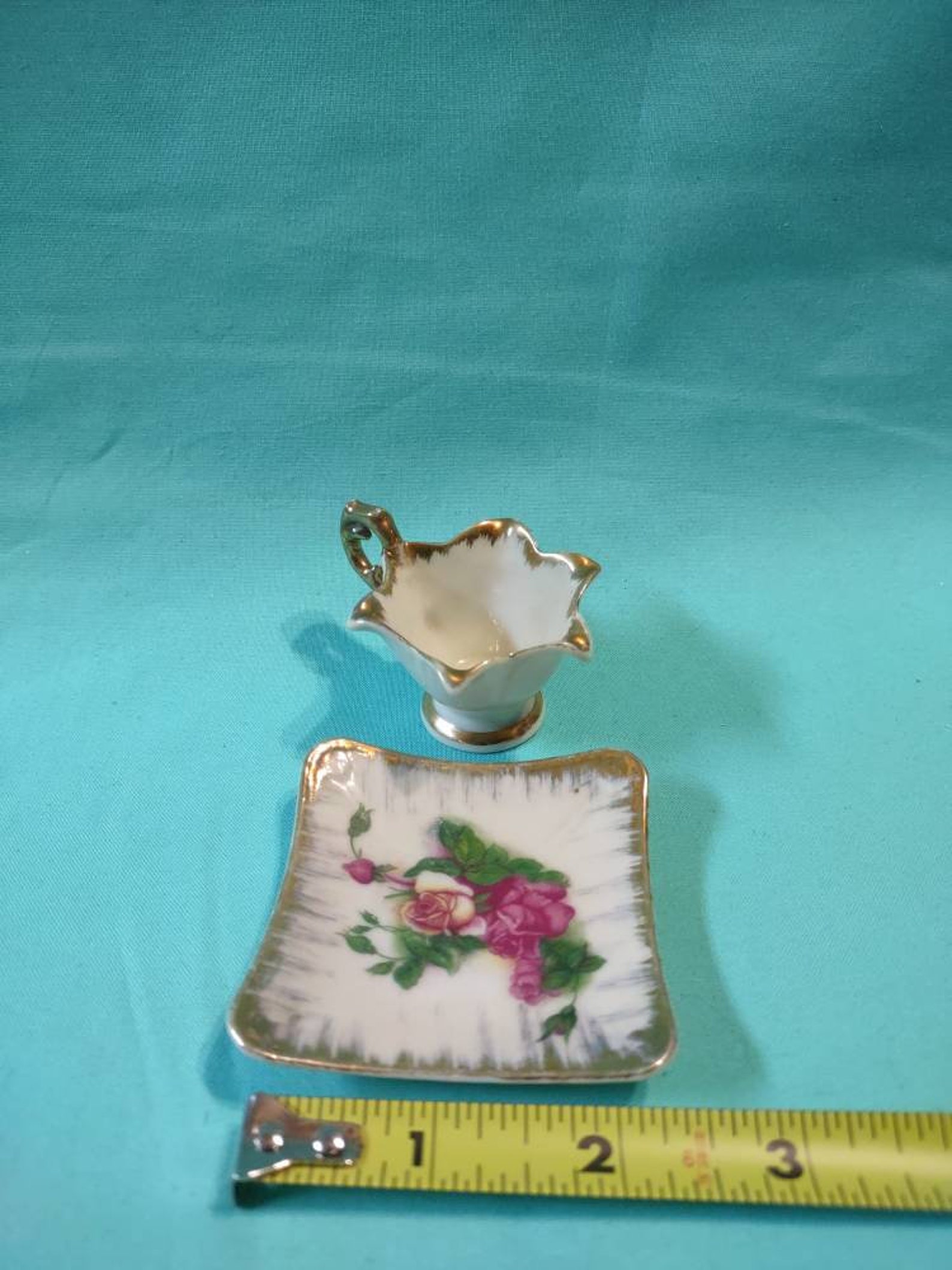 Miniature Tea Cup and Saucer,made in Japan, Trimmed in Gold - Etsy