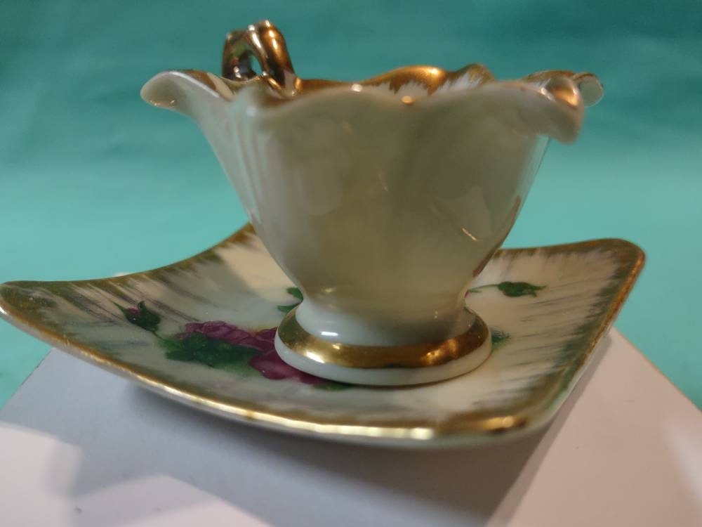 Miniature Tea Cup and Saucer,made in Japan, Trimmed in Gold - Etsy
