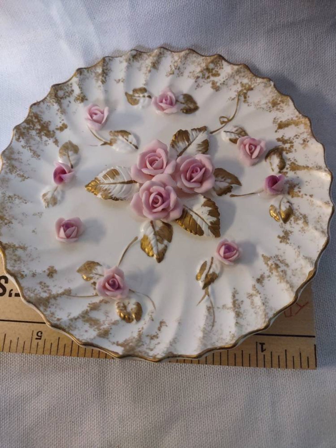 Embossed Plate With Pink Roses - Etsy