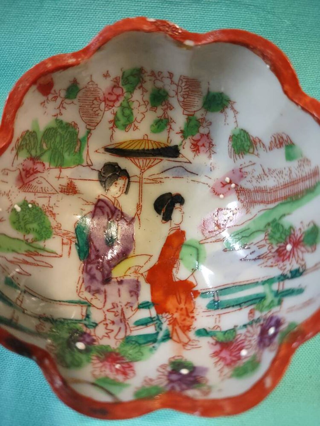 Japanese,antique,hand Painted,geisha Girl, Miniature Bowl - Etsy