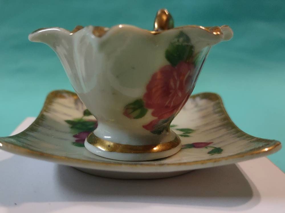 Miniature Tea Cup and Saucer,made in Japan, Trimmed in Gold - Etsy