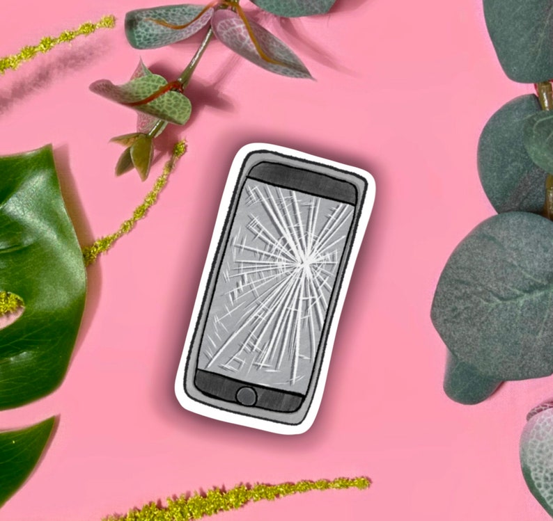 Cracked Phone Sticker - Etsy