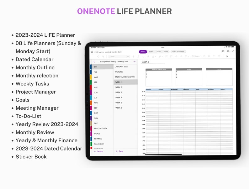 Onenote Digital Planner, Onenote Template, Project Planner Onenote ...