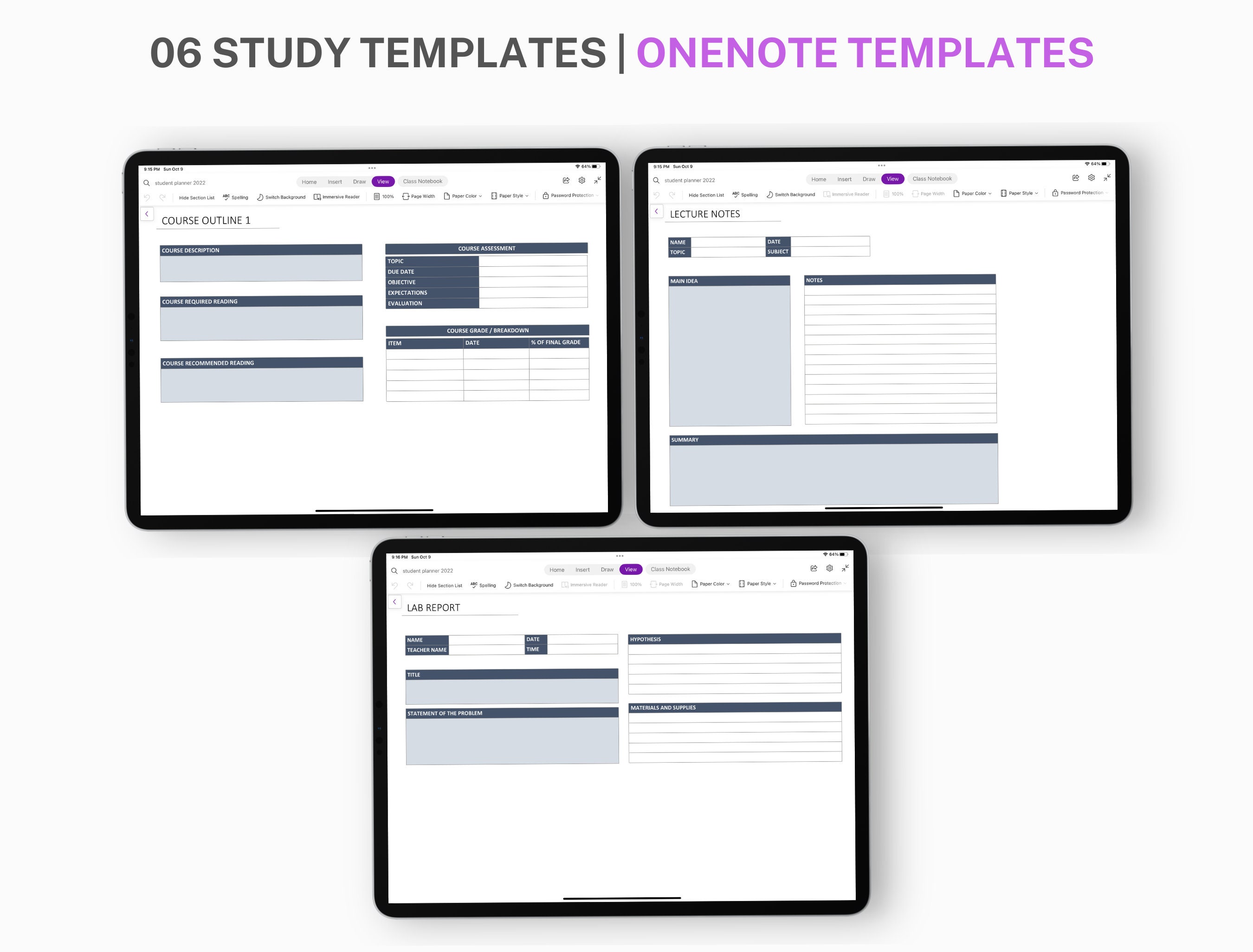 Onenote Student Planner, Onenote Digital Planner, Onenote Template ...