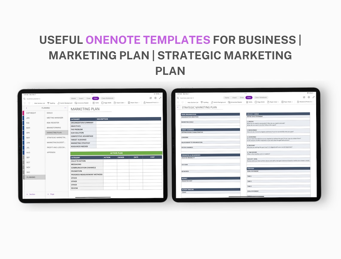 Onenote Business Planner, Onenote Digital Planner, Project Planner ...