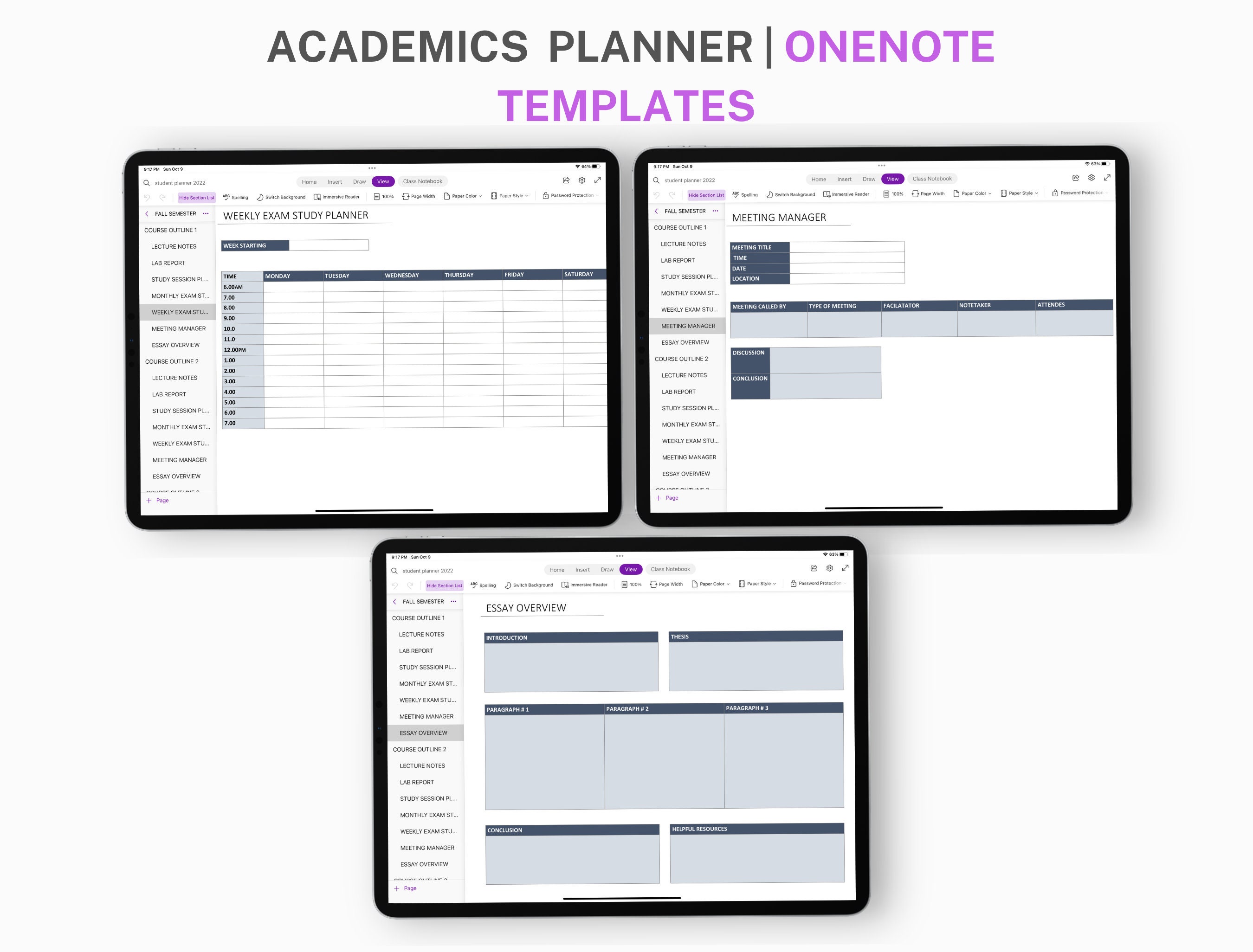 Onenote Student Planner, Onenote Digital Planner, Onenote Template ...