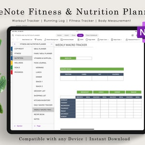 Onenote Planner, Onenote Fitness & Nutrition Planner, Onenote Digital ...