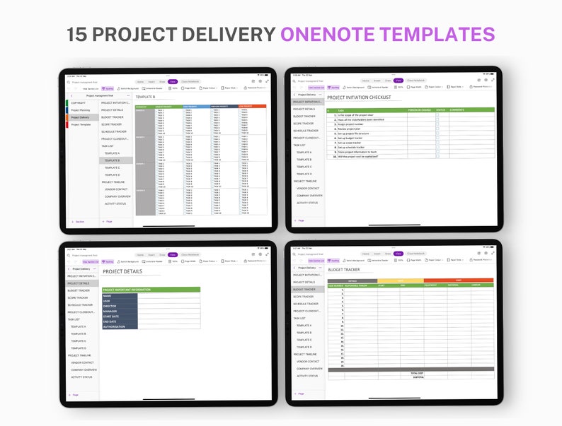 Onenote Digital Planner, Project Planner Onenote, Project Management ...