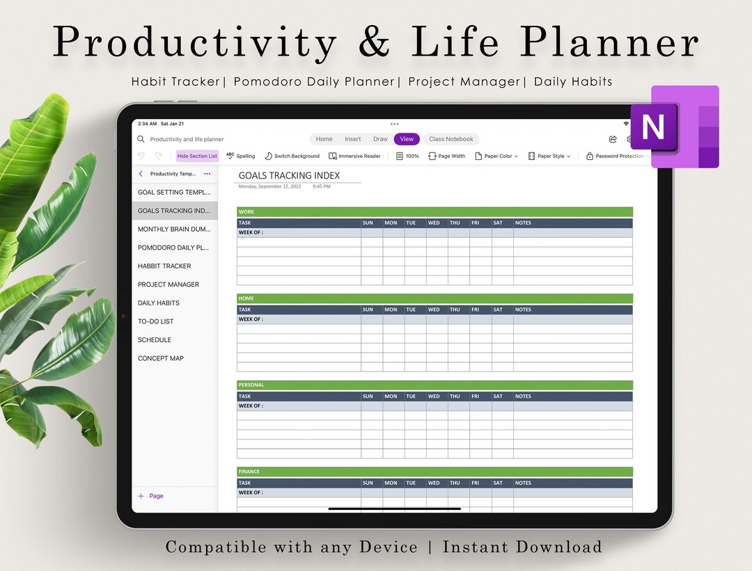Onenote Digital Planner, Onenote Template, Project Planner Onenote ...