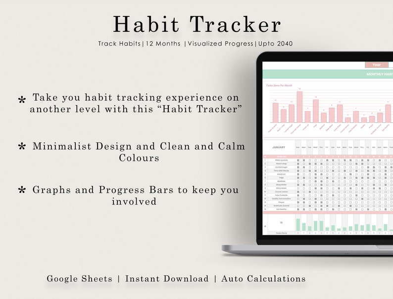 Habit Tracker Spreadsheet | Google Sheets | Daily | Weekly | Monthly ...