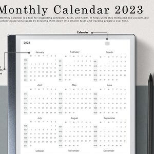 Remarkable 2 Monthly Calendar Template | Remarkable 2 Templates ...