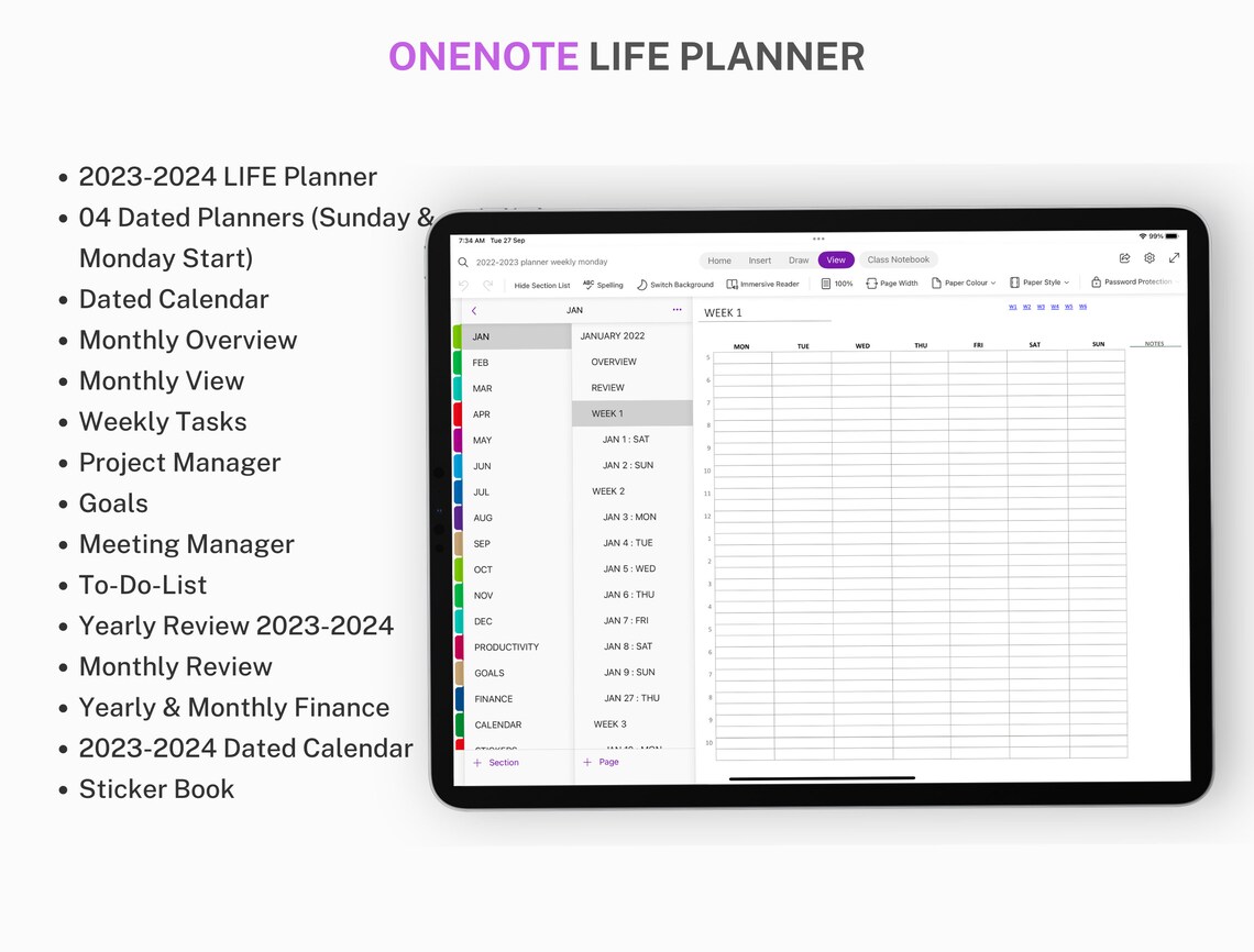 Onenote Digital Planner, Onenote Template, Project Planner Onenote ...