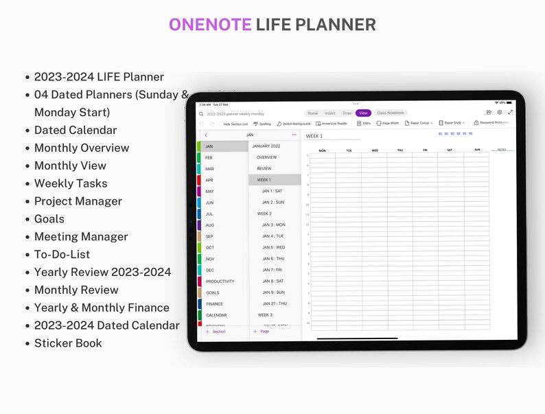 Onenote Digital Planner, Onenote Template, Project Planner Onenote ...