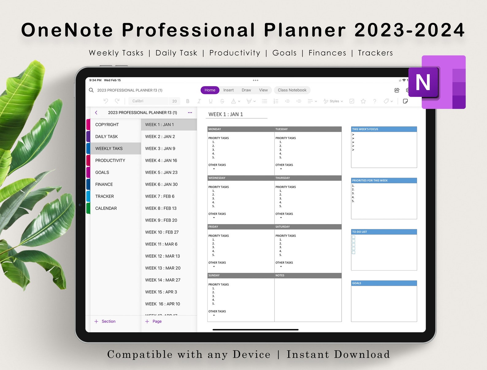 Onenote Digital Planner, Onenote Template, Project Planner Onenote ...