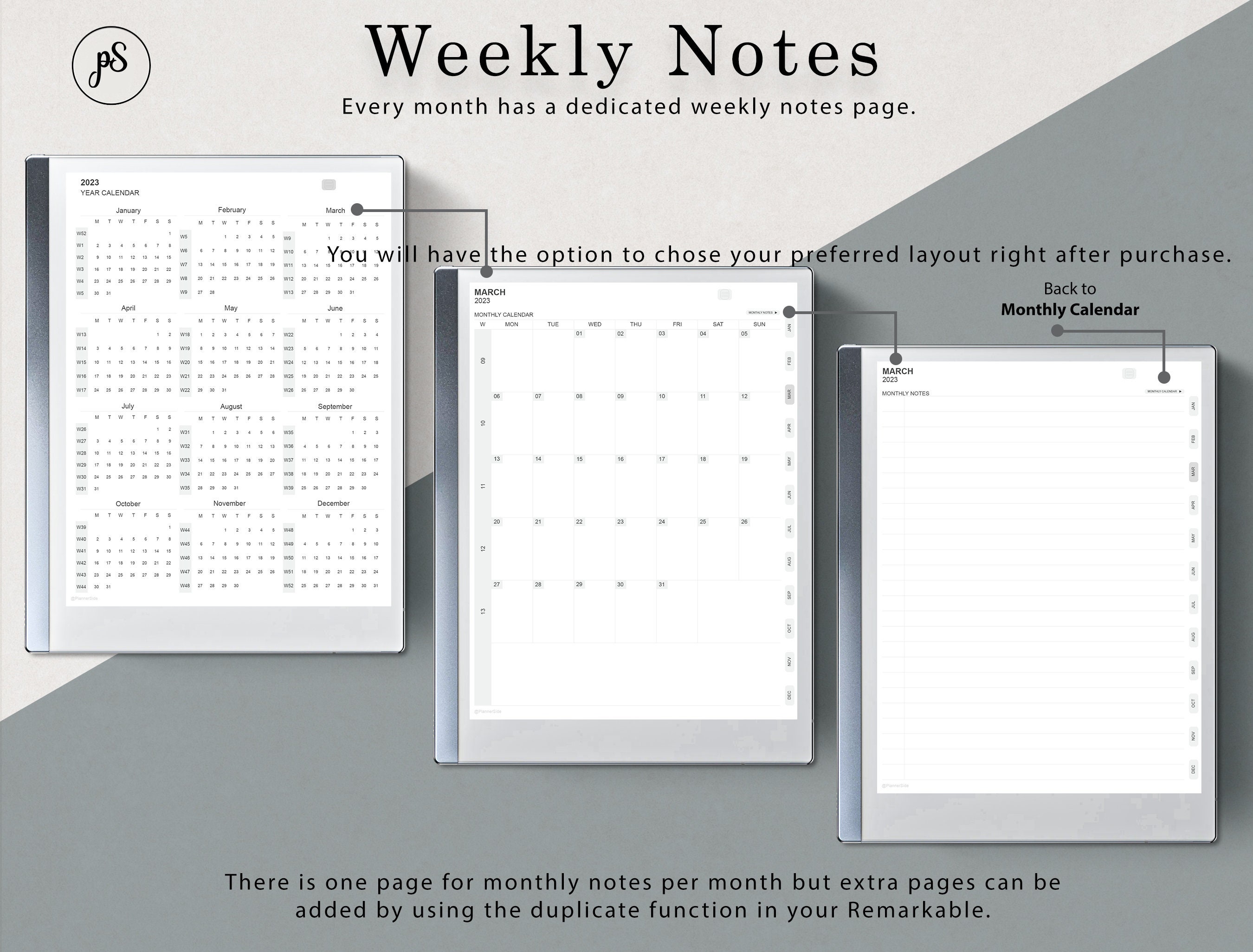 Remarkable 2 Monthly Calendar Template | Remarkable 2 Templates ...