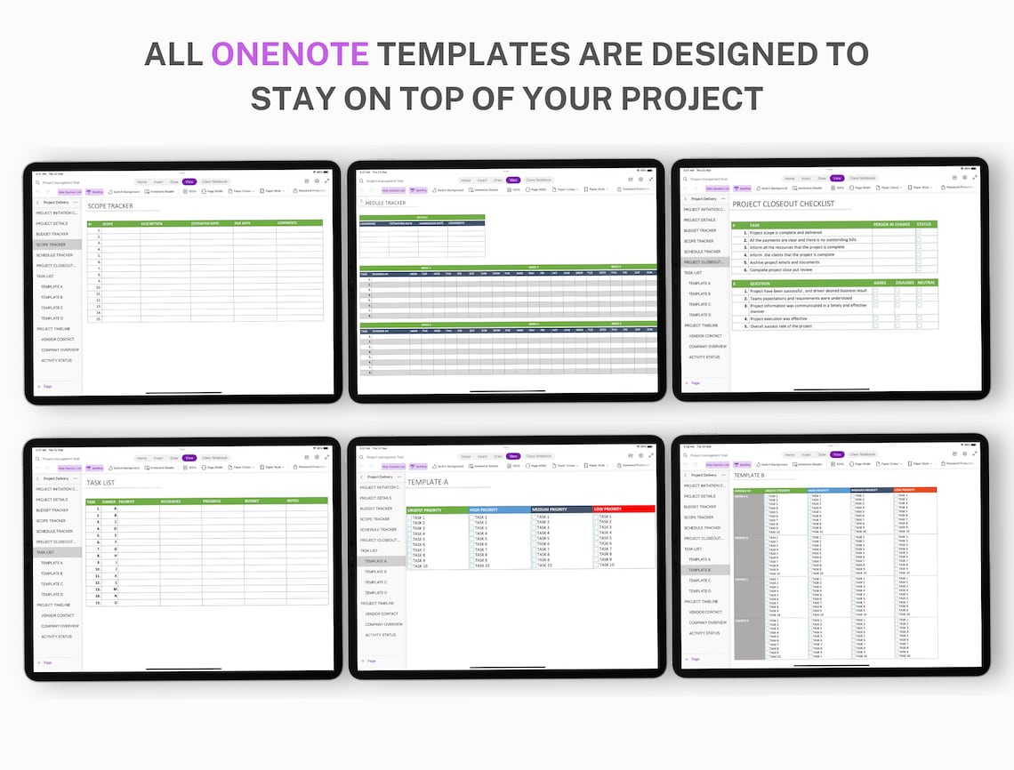 Onenote Digital Planner Project Planner Onenote Project - Etsy