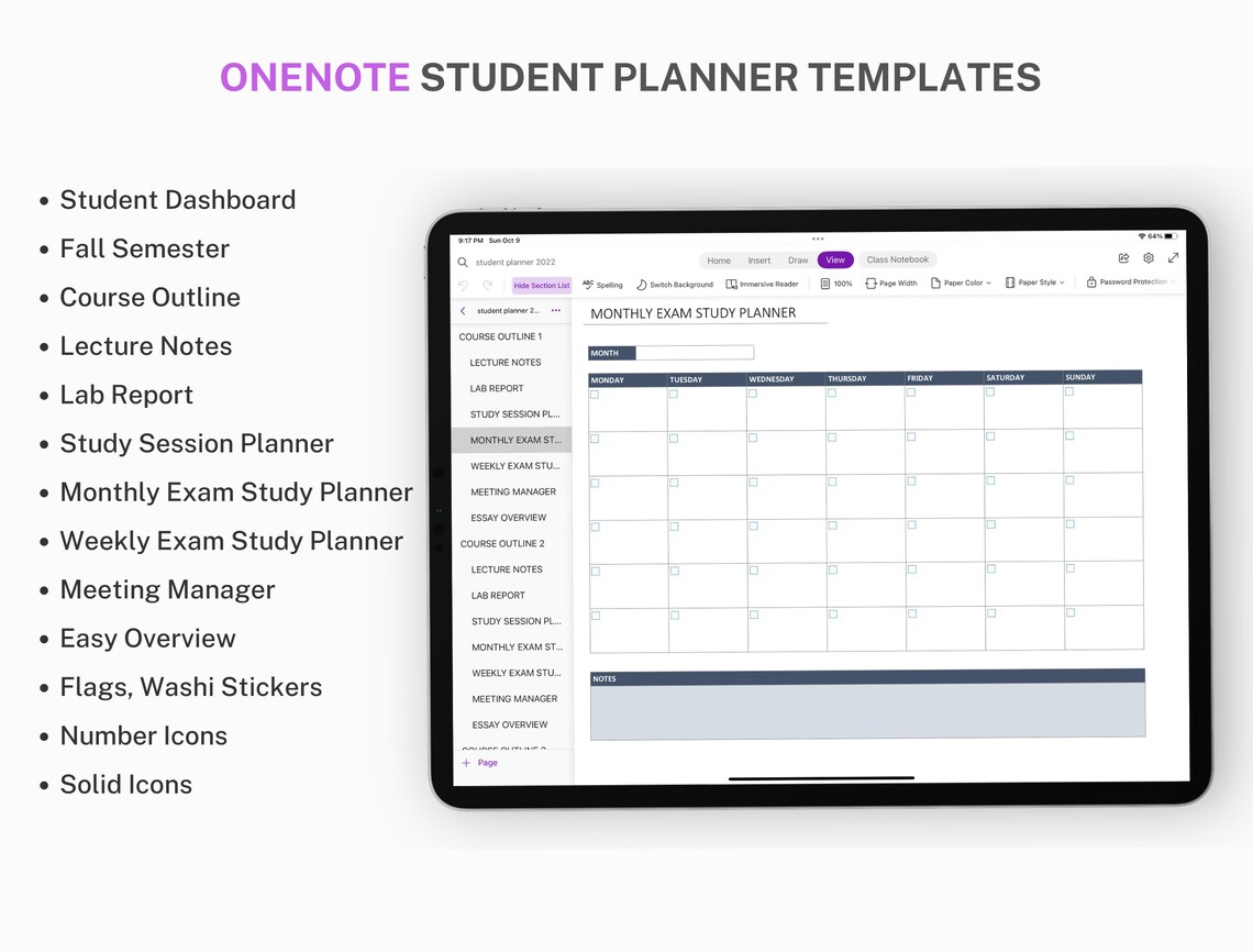 Onenote Student Planner, Onenote Digital Planner, Onenote Template ...