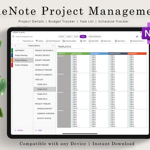 Onenote Digital Planner Onenote Template Project Planner - Etsy