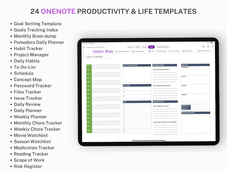 Onenote Digital Planner, Onenote Template, Project Planner Onenote ...