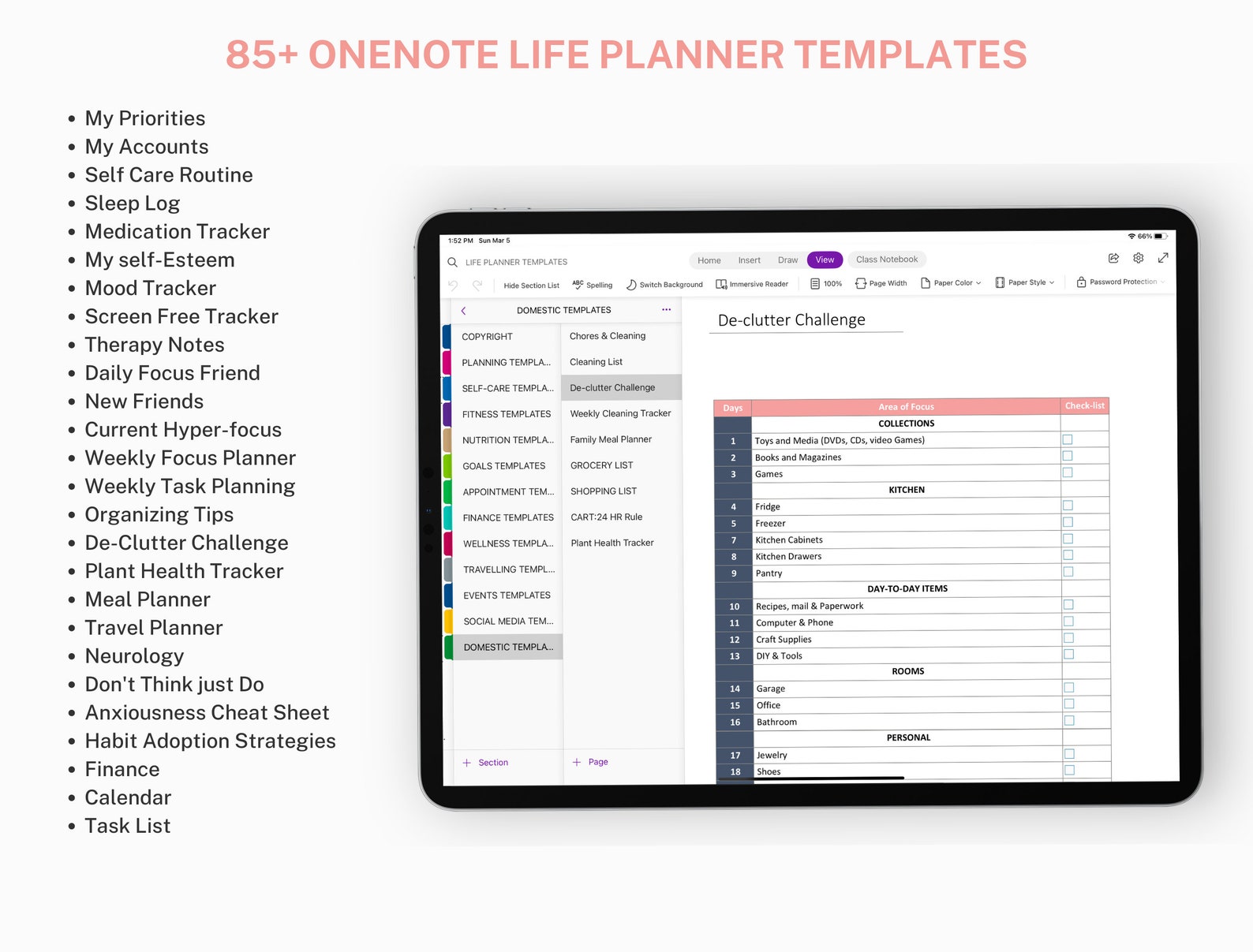 Onenote Digital Life Planner, Onenote Template, Onenote Planner, Life ...