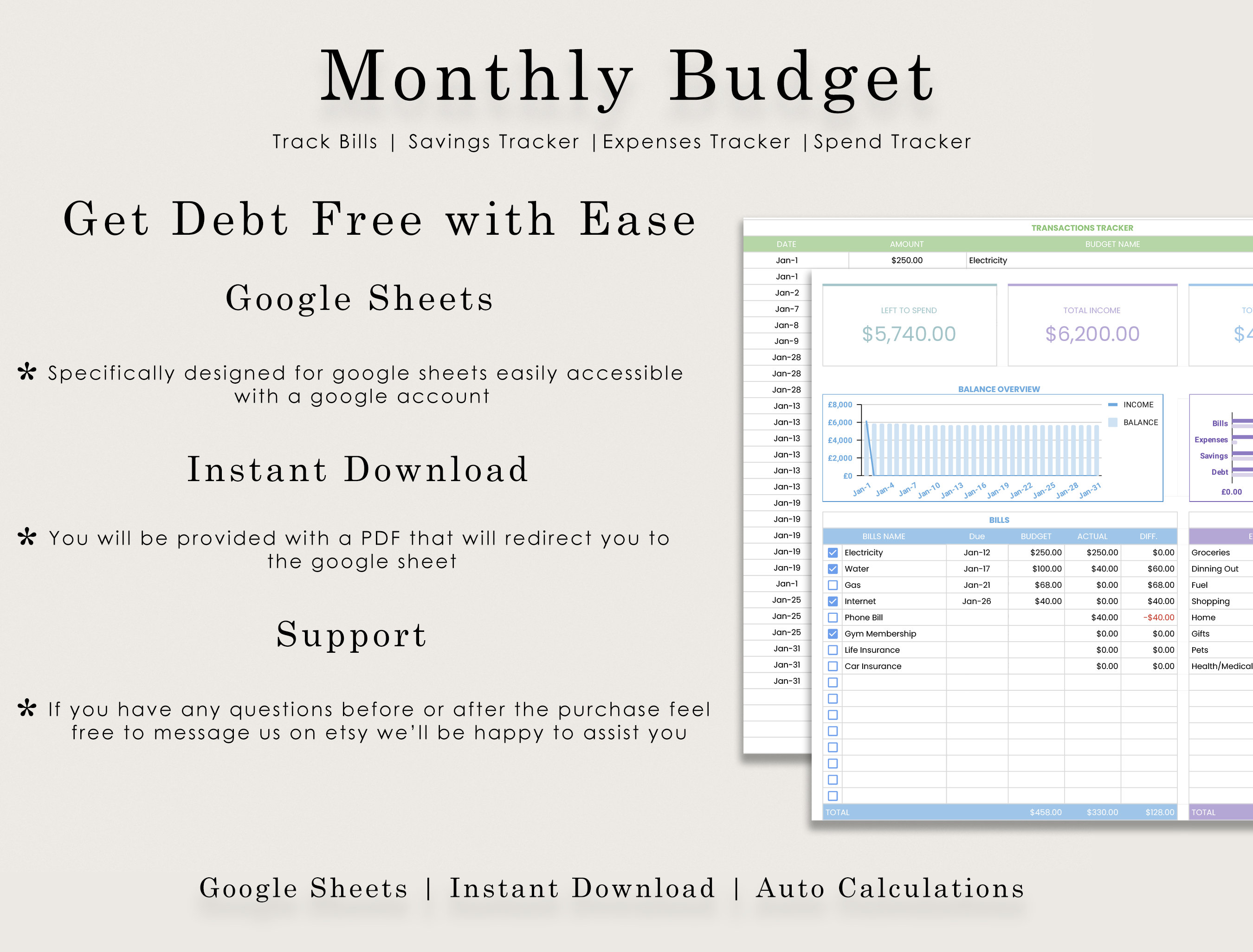 Monthly Budget Google Sheets, Google Sheets Budget Template, Google ...
