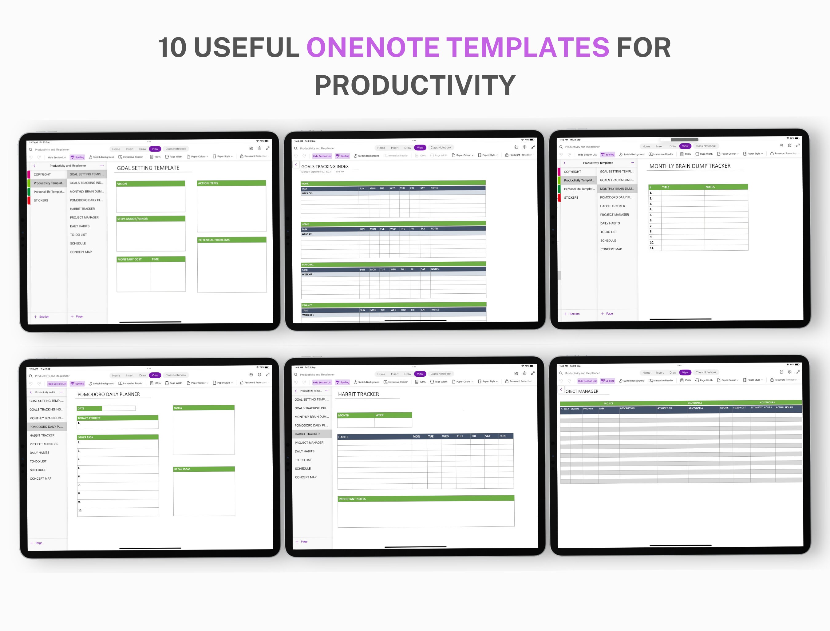 Onenote Digital Planner, Onenote Template, Project Planner Onenote ...
