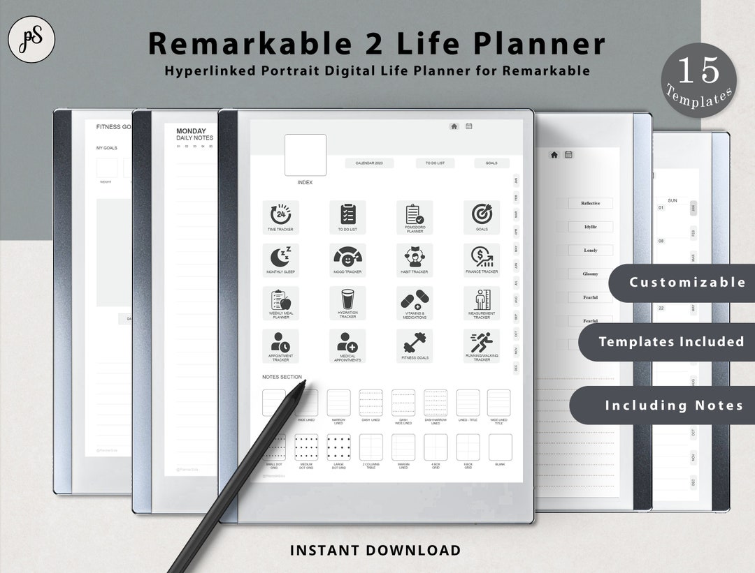 Remarkable 2 Life Planner | Journal Template | Remarkable 2 Templates ...